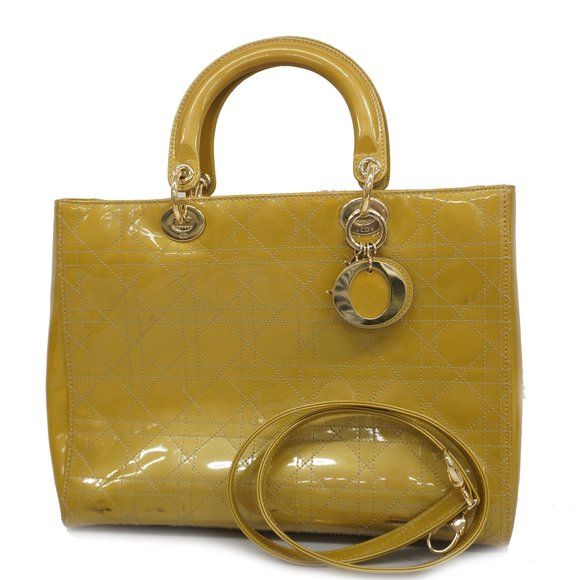 Dior | Bags | Auth Christian Dior Lady Dior 2 Way Bag Womens Patent ...